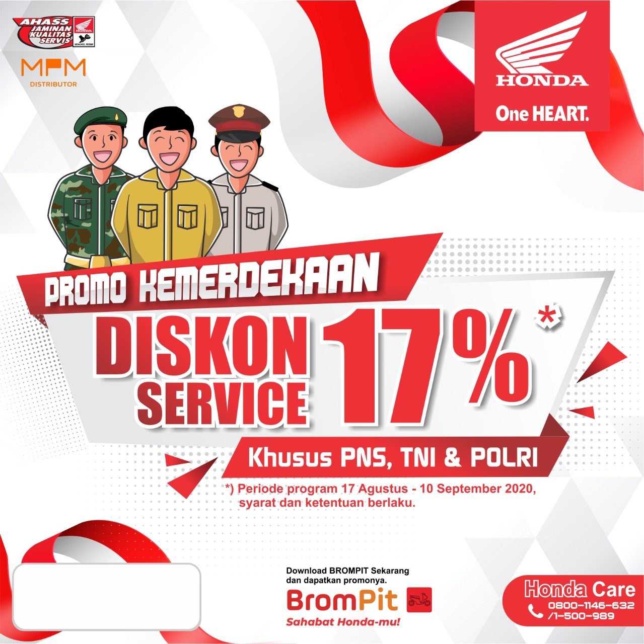 Merdeka Bersama AHASS, MPM Honda Jatim Berikan Diskon 17 Persen – Kabarpas